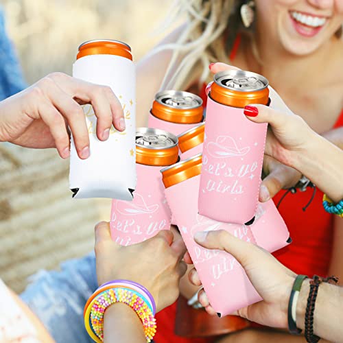 Youyole 12 Pcs Disco Bachelorette Party Can Sleeves Let's Go Girl Beverage Cowgirl Coolers Bride Insulated Beer Cooler for Bridal Shower Supplies Favors Decorations, 5.12 x 3.54 inches