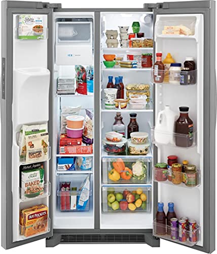 Frigidaire 33" Side-by-Side Refrigerator with 22.2 cu. ft. Total Capacity, Air Filter, LED Interior Lighting, Ice Maker in Stainless Steel