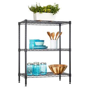 Yewuli 3 Tier Shelf Storage Rack Metal Wire Shelving Unit Steel Short Shelves for Storage, Adjustable Shelf Metro Shelving 450lbs Capacity for Kitchen Garage, 23Lx13.2Wx30.2H Black