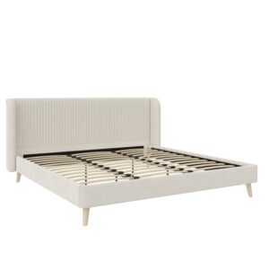 novogratz holly upholstered wingback bed frame, king, ivory velvet