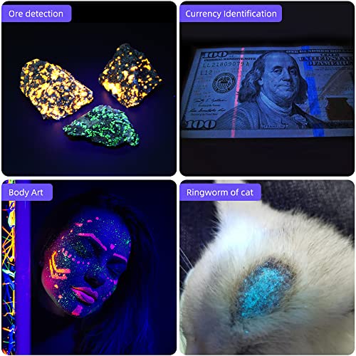 DARKBEAM UV 365nm Light Wood's lamp V4 USB Rechargeable Portable Blacklight LED Ultraviolet Flashlight Mini Pocket-Size, Detector for Pet Urine, Stains, Flurescent Material, Money Check, Amber 370nm