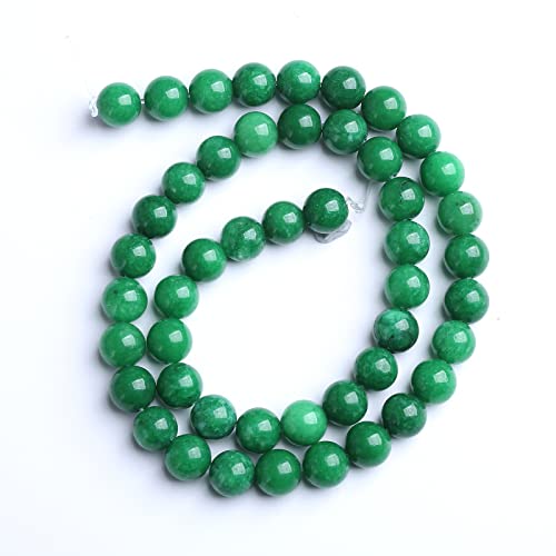 10mm 36pcs Natural Stone Green Cloudy Jade Spacer Loose Beads for Jewelry Making DIY Bracelet Necklace 1 Strand 15’’