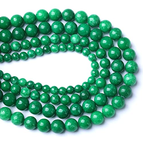 10mm 36pcs Natural Stone Green Cloudy Jade Spacer Loose Beads for Jewelry Making DIY Bracelet Necklace 1 Strand 15’’