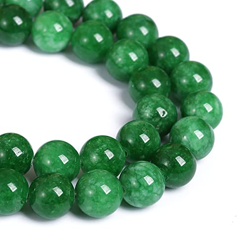 10mm 36pcs Natural Stone Green Cloudy Jade Spacer Loose Beads for Jewelry Making DIY Bracelet Necklace 1 Strand 15’’