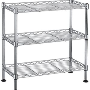 3-Tier Metal Steel Wire Shelf Organizer Unit Shelving for Cabinets, Bath, Kitchen, Countertop, Stackable Cabinet Shelf Kitchen Counter Rack Organizer Multipurpose Pantry Bedroom Bathroom Storage Racks