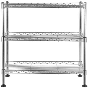 3-Tier Metal Steel Wire Shelf Organizer Unit Shelving for Cabinets, Bath, Kitchen, Countertop, Stackable Cabinet Shelf Kitchen Counter Rack Organizer Multipurpose Pantry Bedroom Bathroom Storage Racks