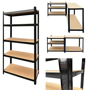 ansimida 5-tier metal shelving unit adjustable garage storage utility rack heavy duty shelves organization multipurpose shelf warehouse basement kitchen living room 35" l×16" w ×71" h, black