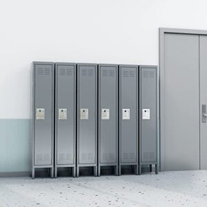 BYNSOE Metal Locker 1 Doors Employees Locker Storage Cabinet Locker School Hospital Gym Locker Requires Assembly (Grey, 1 Door)