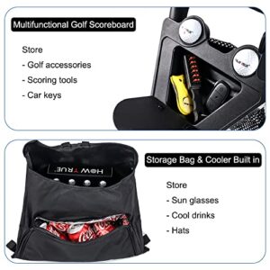 HOW TRUE Golf Push cart, Foldable Golf Cart,Golf Bag cart with Foot Brake & Phone Holder & Cooler Bag