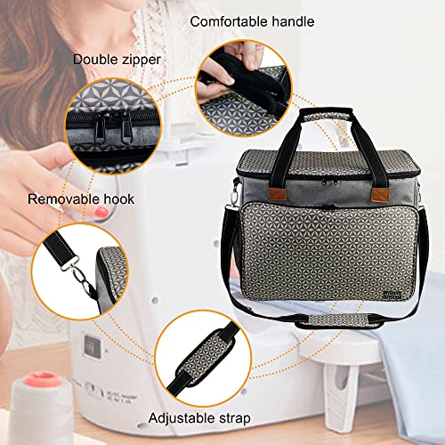 Kungfuking Universal Sewing Machine Carrying Case, Sewing Machine Bag with Multiple Pockets, Sewing Storage Case Travel Tote Bag for Singer, Brother, Janome etc Sewing Machine