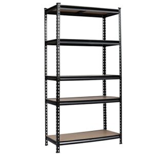 karl home garage shelving heavy duty, 5-tier wide size adjustable metal shelving unit utility rack organization for garage pantry basement, 2000lbs,35.4" l x 17.7" w x 70.9" h, black