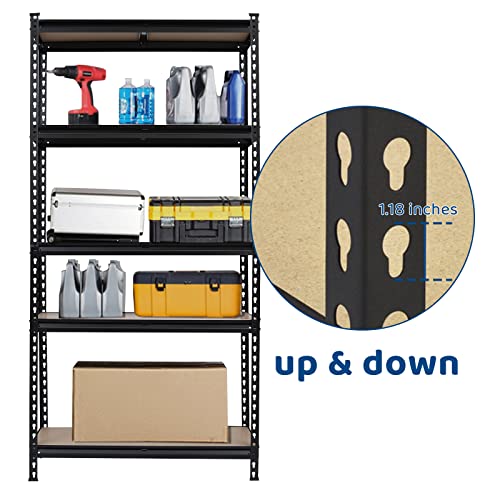 Karl home Garage Shelving Heavy Duty, 5-Tier Wide Size Adjustable Metal Shelving Unit Utility Rack Organization for Garage Pantry Basement, 2000lbs,35.4" L x 17.7" W x 70.9" H, Black