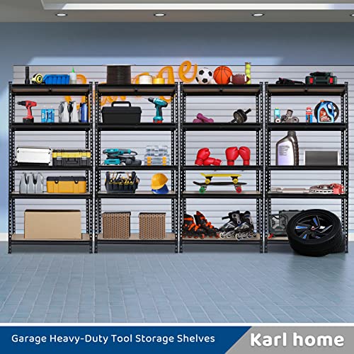 Karl home Garage Shelving Heavy Duty, 5-Tier Wide Size Adjustable Metal Shelving Unit Utility Rack Organization for Garage Pantry Basement, 2000lbs,35.4" L x 17.7" W x 70.9" H, Black