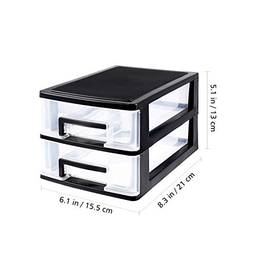 BESPORTBLE 2 Drawer Plastic Storage: Plastic Storage Drawers Plastic Storage Bins with Drawers, Multifunction Clear Storage Cabinet Organizer Desktop Storage