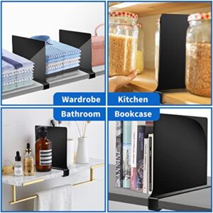 Black 4 PCS Shelf Dividers for Closet Organization Acrylic Clear Closet Shelf Divider for Wooden Shelving Suitable for Wooden or Vertical Shelves Or Bedroom, Kitchen and Office