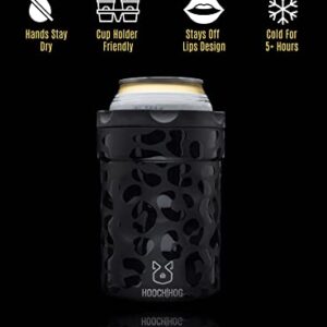 Hooch|Hog Soda Can Holder & Beer Coozies For Bottles & Cans | Can Cooler Insulated for 12 oz. Standard Size Cans | "The Shorty" Collection (Black Leopard)