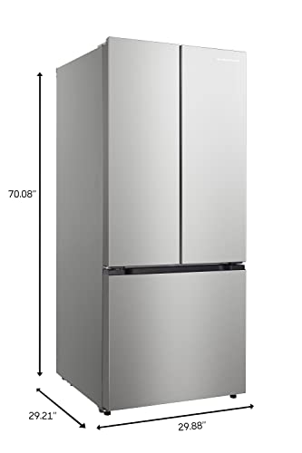 Hamilton Beach HBF1770 French Door Counter Depth Refrigerator with Freezer Drawer, 17.7 cu ft, Stainless Steel (Full Size)