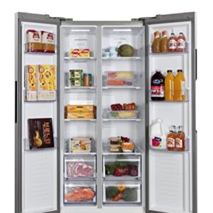 Hamilton Beach HBF1558 15.6 Counter Depth Full Size Refrigerator, Side Doors, Stainless, 15.8 cu ft