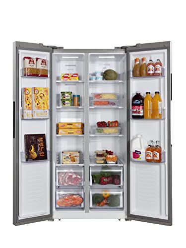 Hamilton Beach HBF1558 15.6 Counter Depth Full Size Refrigerator, Side Doors, Stainless, 15.8 cu ft