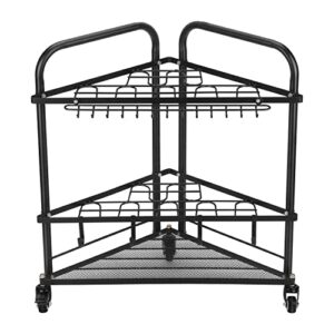 tonchean garden tool organizer with wheels iron corner tool storage rack rolling corner tool storage rack easy to install for shed, garage, garden, black