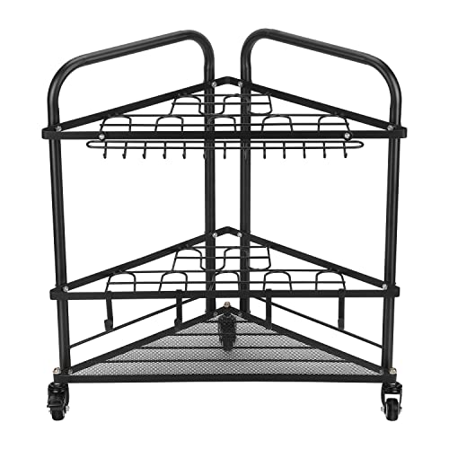 tonchean Garden Tool Organizer With Wheels Iron Corner Tool Storage Rack Rolling Corner Tool Storage Rack Easy To Install For Shed, Garage, Garden, Black