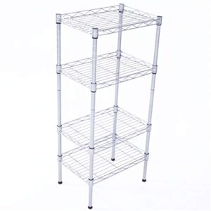 qxdragon 4-shelf adjustable, heavy duty storage shelving unit (243 lbs loading capacity), steel organizer wire rack, silver (14l x 10w x 32h)