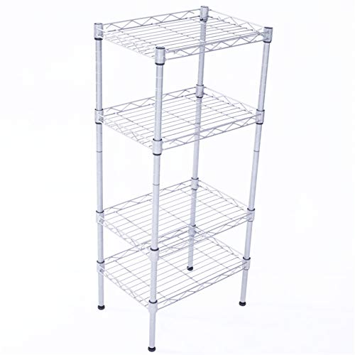 QXDRAGON 4-Shelf Adjustable, Heavy Duty Storage Shelving Unit (243 lbs Loading Capacity), Steel Organizer Wire Rack, Silver (14L x 10W x 32H)