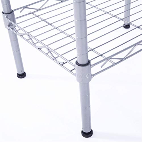 QXDRAGON 4-Shelf Adjustable, Heavy Duty Storage Shelving Unit (243 lbs Loading Capacity), Steel Organizer Wire Rack, Silver (14L x 10W x 32H)