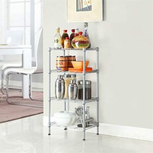 QXDRAGON 4-Shelf Adjustable, Heavy Duty Storage Shelving Unit (243 lbs Loading Capacity), Steel Organizer Wire Rack, Silver (14L x 10W x 32H)