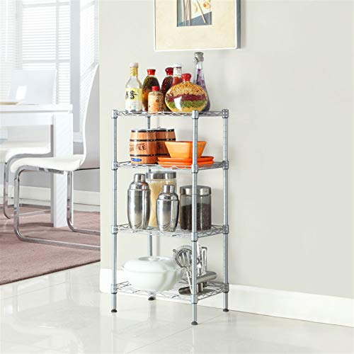 QXDRAGON 4-Shelf Adjustable, Heavy Duty Storage Shelving Unit (243 lbs Loading Capacity), Steel Organizer Wire Rack, Silver (14L x 10W x 32H)