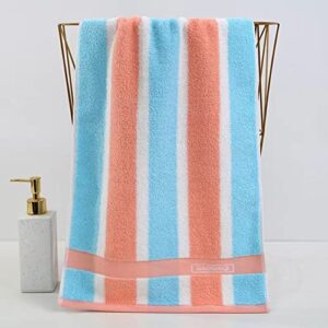 PUPOPIK 100% Cotton Bath Hand Towels, Fashion Striped Face Towel, Highly Absorbent Soft Luxury Towel for Bathroom,Set of 2, 14 x 30 Inch (Blue-Pink Stripe)