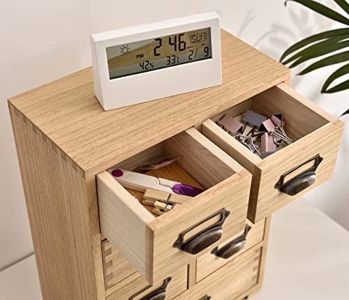 KIRIGEN Wooden Storage Cabinet Organizer Desktop Storage Drawers for Home Office Supplies Natural(4D6CG-NA)