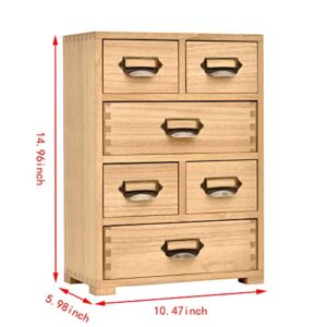 KIRIGEN Wooden Storage Cabinet Organizer Desktop Storage Drawers for Home Office Supplies Natural(4D6CG-NA)