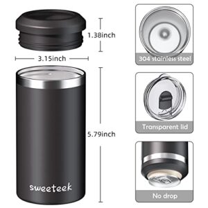 Sweeteek Can Cooler, Slim Can Koozie Insulated,12oz Stainless Steel Vacuum Insulated Drink Holder, Beer Bottle, Double Walled Slim Cans Holder Insulator for Hard Seltzer, Soda, Sparkling Water, black