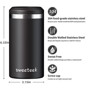 Sweeteek Can Cooler, Slim Can Koozie Insulated,12oz Stainless Steel Vacuum Insulated Drink Holder, Beer Bottle, Double Walled Slim Cans Holder Insulator for Hard Seltzer, Soda, Sparkling Water, black