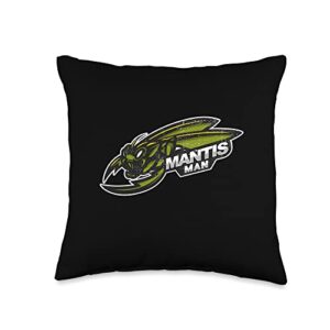 mantis eating mantis man mantis garden ninja throw pillow, 16x16, multicolor