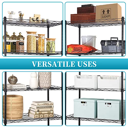 5 Wire Shelving Unit Storage Shelf Adjustable Heavy Duty Shelf with Leveling Feet for Closet Laundry Pantry Kitchen Garage 750 LBS Capacity 21.5" L x 11.6" W x 47.6" H, Black