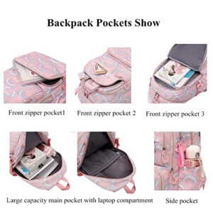 Mfikaryi 3PCS Girls Rolling Backpack Elementary Student Schoolbag Travel Trolley Bag Wheeled Bookbag with Lunch Box