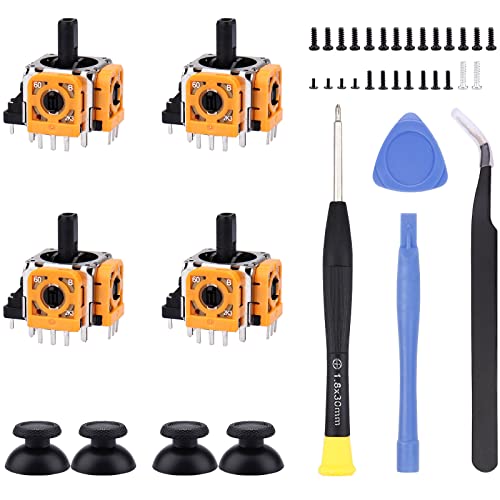 IKPEK 4pcs Analog 3D Joysticks Repair Kit for PS5 Controller, Joysticks Replacement Part with Repair Screwdriver Kit for Playstation 5 DualSense Controller