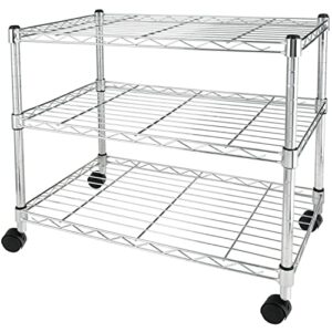 yssoa 3-tier heavy duty height adjustable storage shelving unit,chrome,24.02" d x 13.78" w x 21.97" h inch, 1 pack