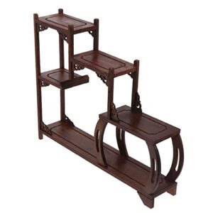 Operitacx 2pcs Chinese Cabinet Wooden Wall Rack Home Tea Shelf Assemble Study Figurines Carving Decor Office Organizer Living Antiques Curio Pot Antique-and-Curio Stand Rosewood Frame