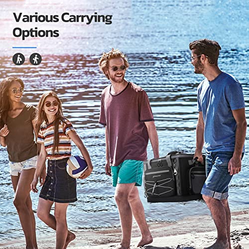 Maelstrom Soft Cooler Bag,Soft Sided Cooler,Insulated Hard-Bottom Beach Cooler,Ice Chest,Large Leakproof Camping Cooler,Portable Travel Cooler for Camping,Grocery Shopping,Black,60 Can