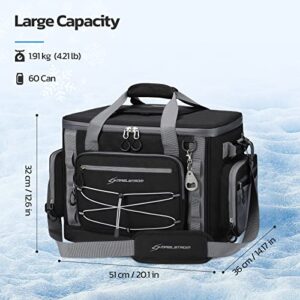 Maelstrom Soft Cooler Bag,Soft Sided Cooler,Insulated Hard-Bottom Beach Cooler,Ice Chest,Large Leakproof Camping Cooler,Portable Travel Cooler for Camping,Grocery Shopping,Black,60 Can