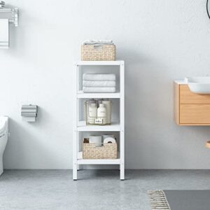 iotxy open shelving storage rack - 3-tier freestanding solid wood shelves unit, multipurpose display stand for bathroom living room laundry, square corner rack, bookshelf, white