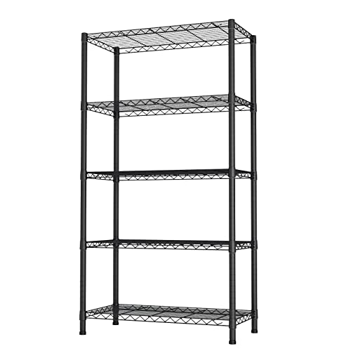 SINGAYE 5-Shelf Adjustable, Heavy Duty Storage Shelving Unit (350 lbs Loading Capacity per Shelf), Steel Organizer Wire Rack, Black (36" W x 14" D x 72" H)