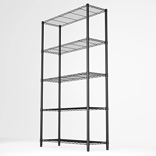 SINGAYE 5-Shelf Adjustable, Heavy Duty Storage Shelving Unit (350 lbs Loading Capacity per Shelf), Steel Organizer Wire Rack, Black (36" W x 14" D x 72" H)