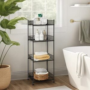 smusei black bathroom storage shelves freestanding bathroom shelf organizer 4 tier metal wire shelving units bathroom towel storage rack stand for small spaces kitchen pantry laundry room