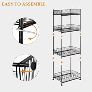 smusei Black Bathroom Storage Shelves Freestanding Bathroom Shelf Organizer 4 Tier Metal Wire Shelving Units Bathroom Towel Storage Rack Stand for Small Spaces Kitchen Pantry Laundry Room