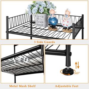 smusei Black Bathroom Storage Shelves Freestanding Bathroom Shelf Organizer 4 Tier Metal Wire Shelving Units Bathroom Towel Storage Rack Stand for Small Spaces Kitchen Pantry Laundry Room