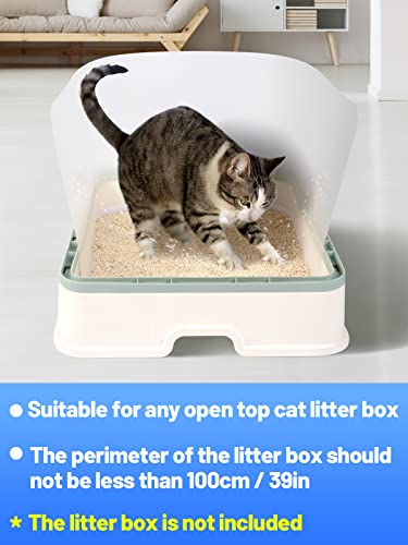 11.8 x 39.4 in Cat Litter Box Shield - Litter Box Splash Guard with 2 Roll of Hook-and-Loop Fasteners for Open Litter Box Keeping Clean (Litter Box Not Included)